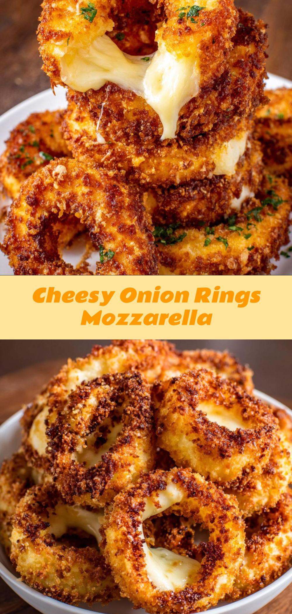 Golden Mozzarella Stuffed Onion Rings - cozy baking life